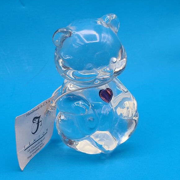Fenton | Art | Vintage Fenton Glass Bear Purple Amethyst Heart February ...